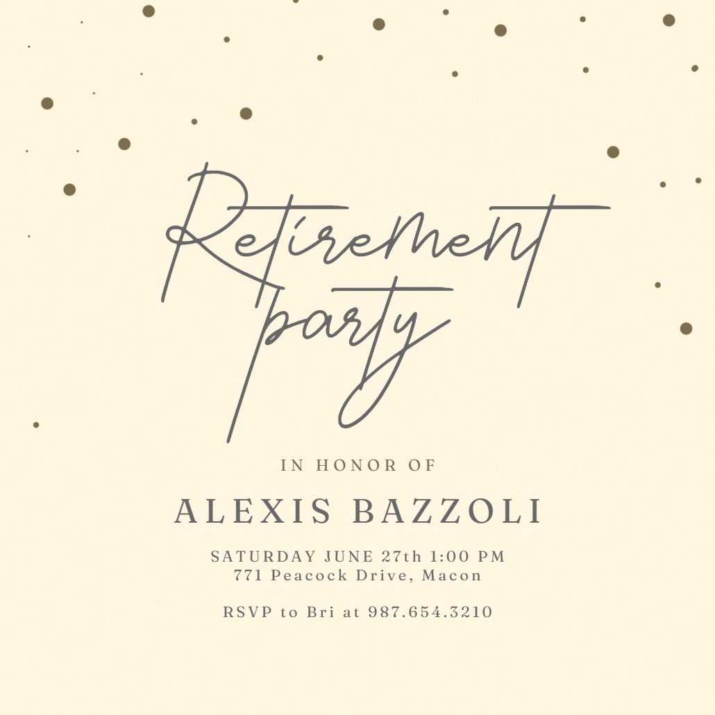 Stylish Script - Retirement & Farewell Party Invitation Template (Free) | Greetings Island